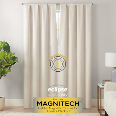 Eclipse Curtains Eclipse Cannes Magnitech 100% Blackout Curtain, Rod Pocket, Seamless Magnetic ...